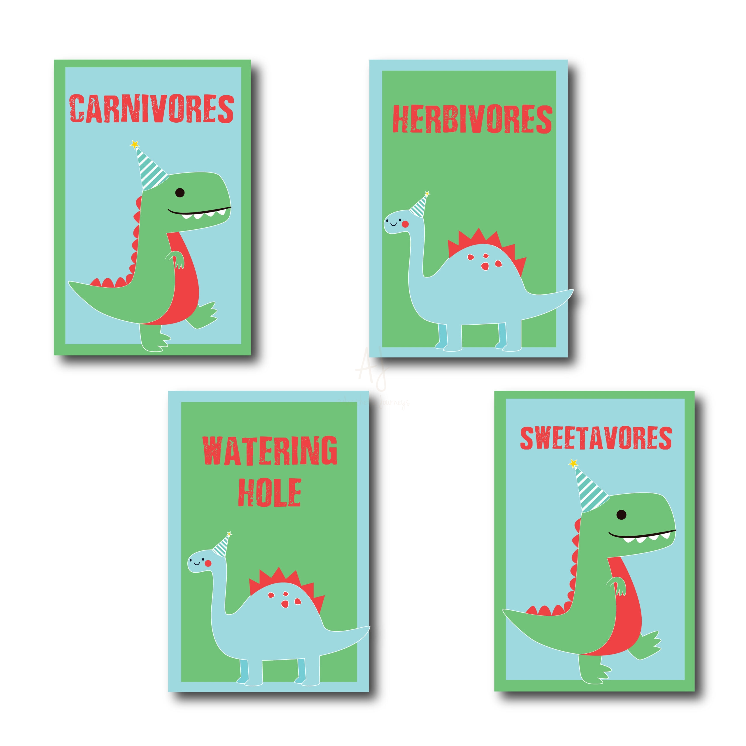 Printable Food Signs for Dinosaur Party Theme - AJ Designs